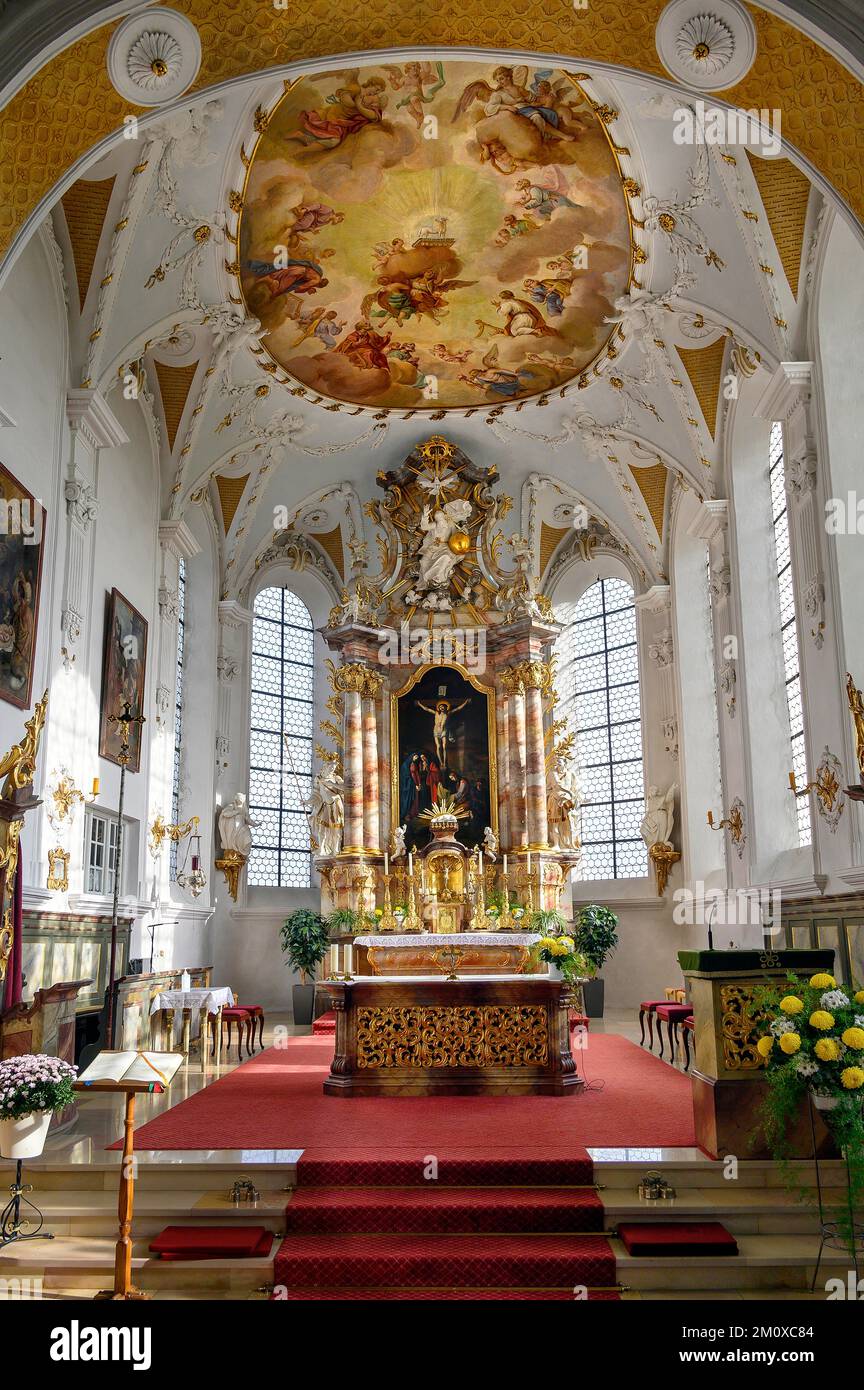 Main altar, Church of St. George and Florian in Reicholzried, Allgäu ...