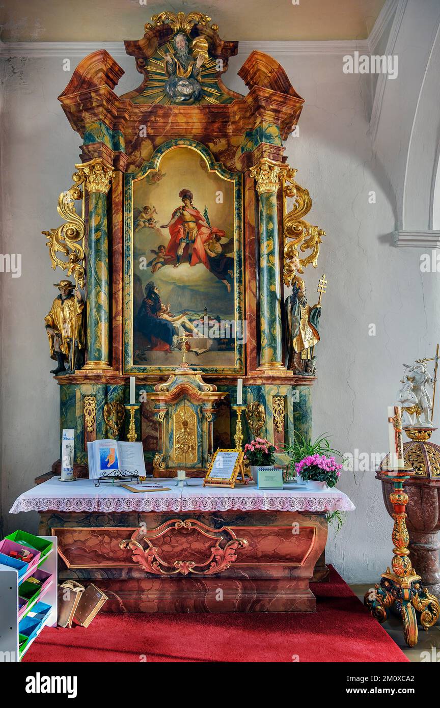 Side altar, Church of St. George and Florian in Reicholzried, Allgäu ...