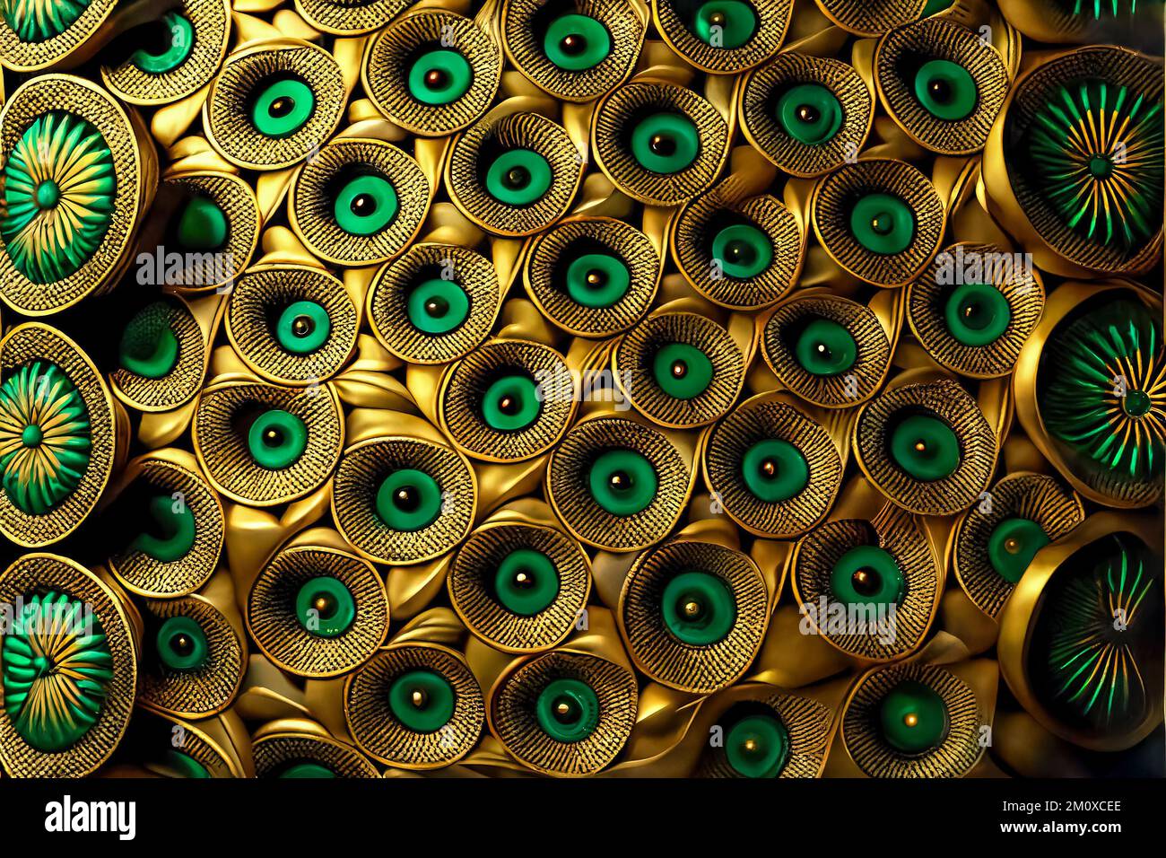 geometric textures in gold and green or jade or jasper, pieces of ...