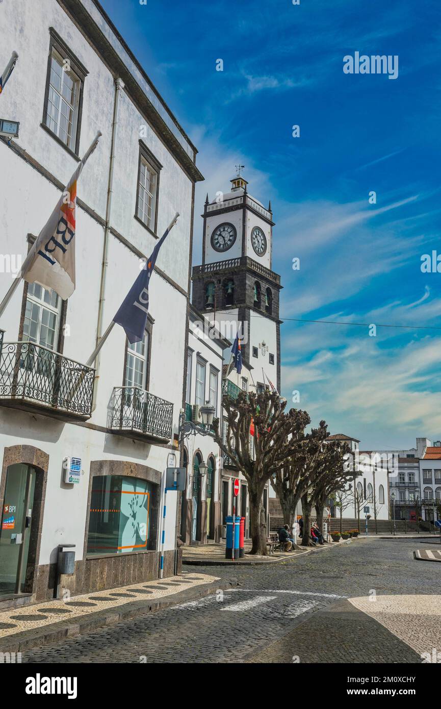 The historic town of Ponta Delgada, Island of Sao Miguel, Azores ...