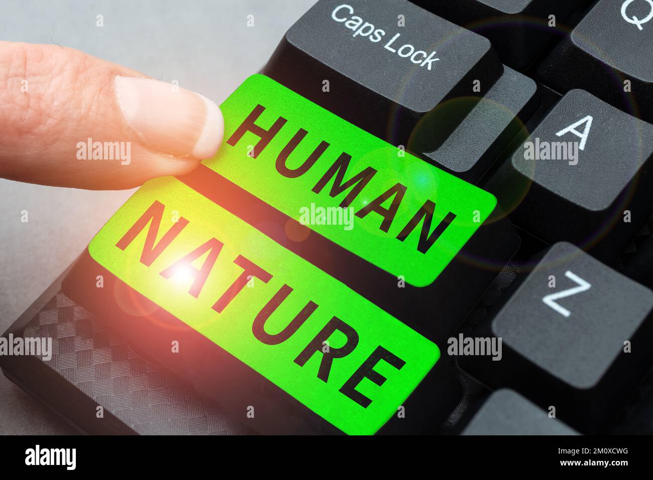 Text caption presenting Human Nature, Internet Concept psychological ...