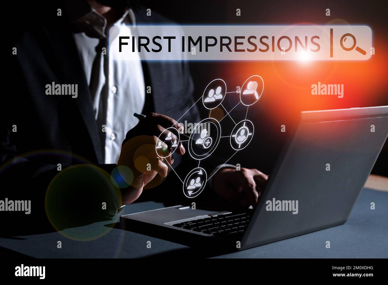 Text caption presenting First Impressions. Business concept What a ...