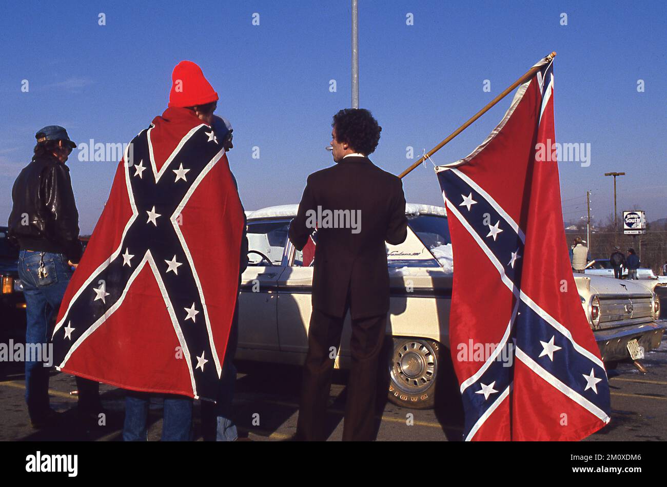 Confederate flags at a march somewhere in the South, No information ...