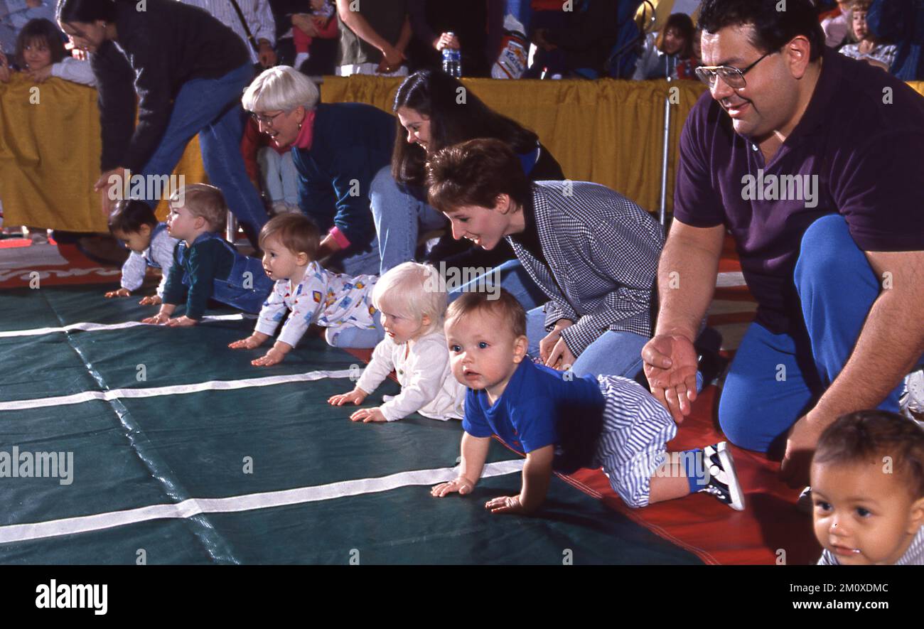 A Baby Derby. A contest where infants try to go over a finish line ...