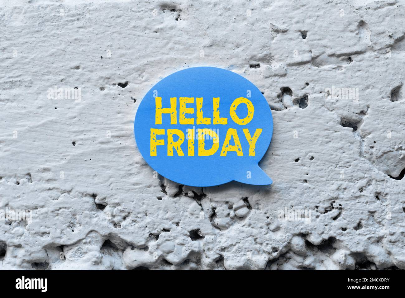 Hand writing sign Hello Friday. Business idea Greetings on Fridays ...