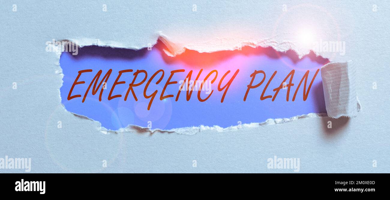 Text sign showing Emergency Plan. Conceptual photo Procedures for ...