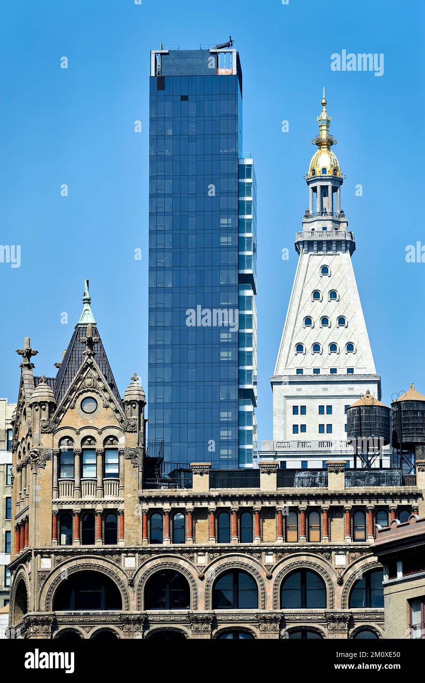 New York. Manhattan. United States. Different architectures downtown ...