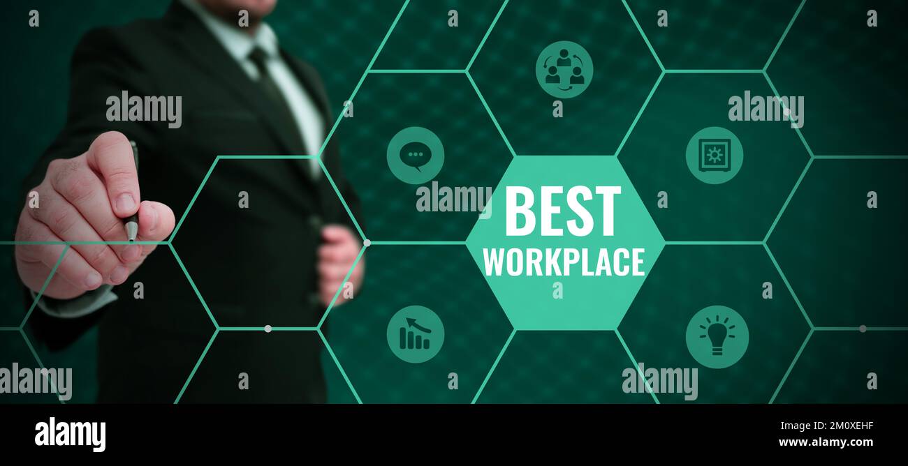 Handwriting text Best Workplace. Business overview Ideal company to ...