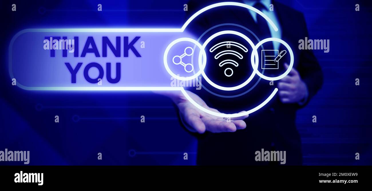 Inspiration showing sign Thank You, Word for replaying on something ...