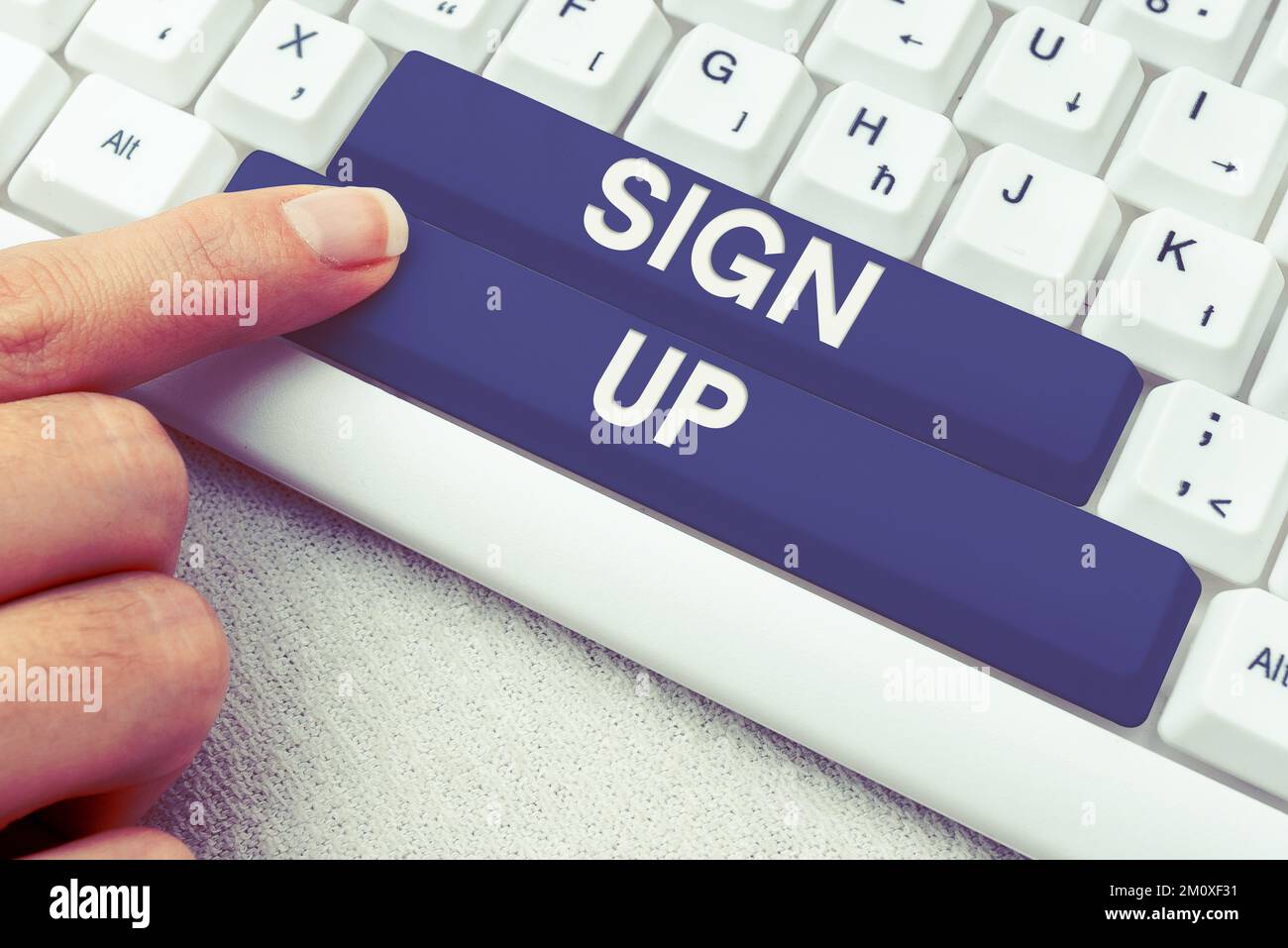 Hand writing sign Sign Up. Business idea use your information to ...