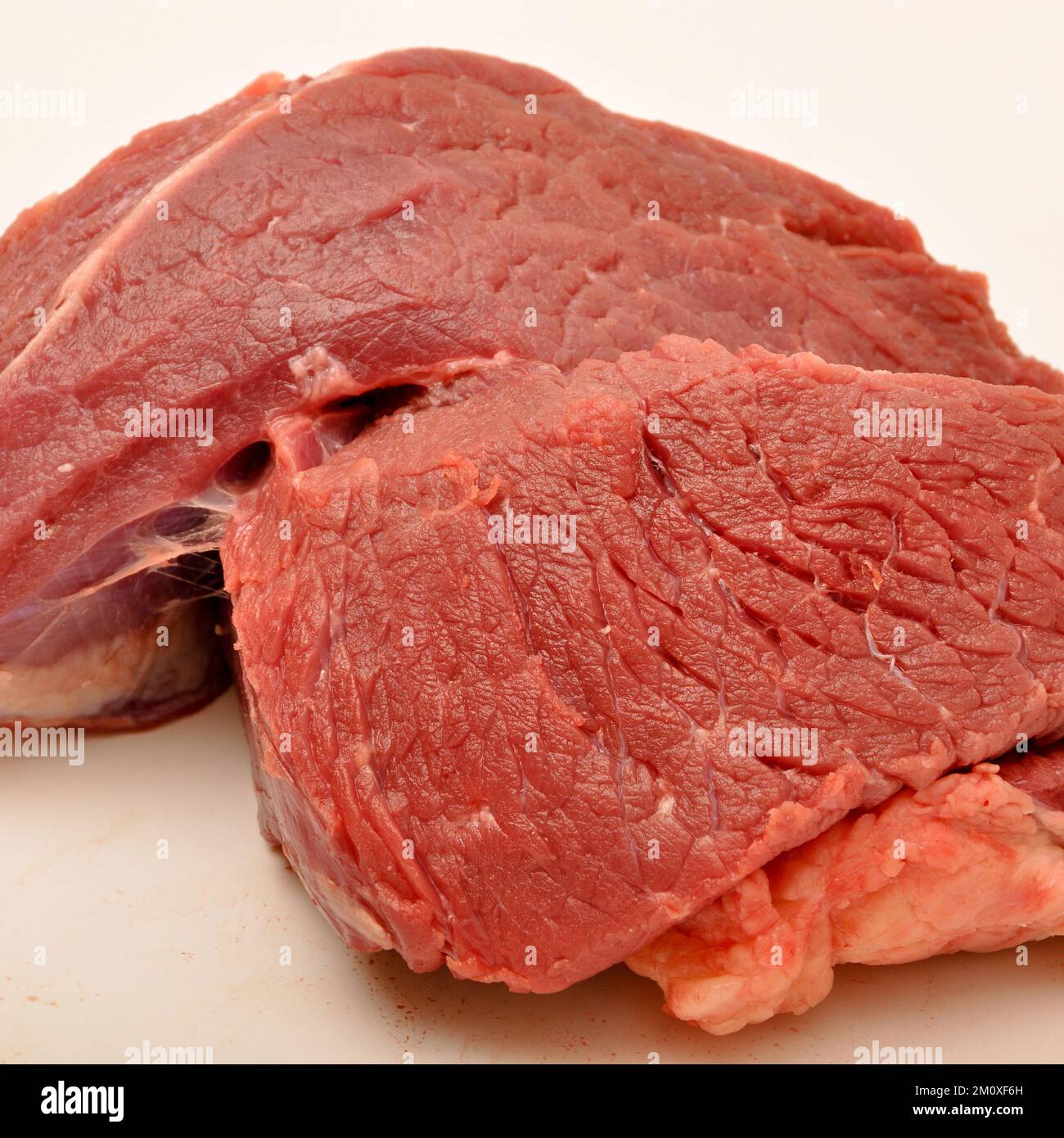 Clean very fresh red raw cow meat beef, isolated on white background ...