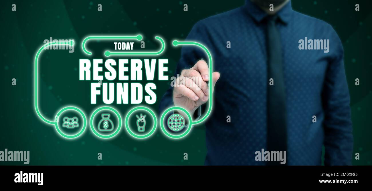 Text caption presenting Reserve Funds. Business showcase money released ...