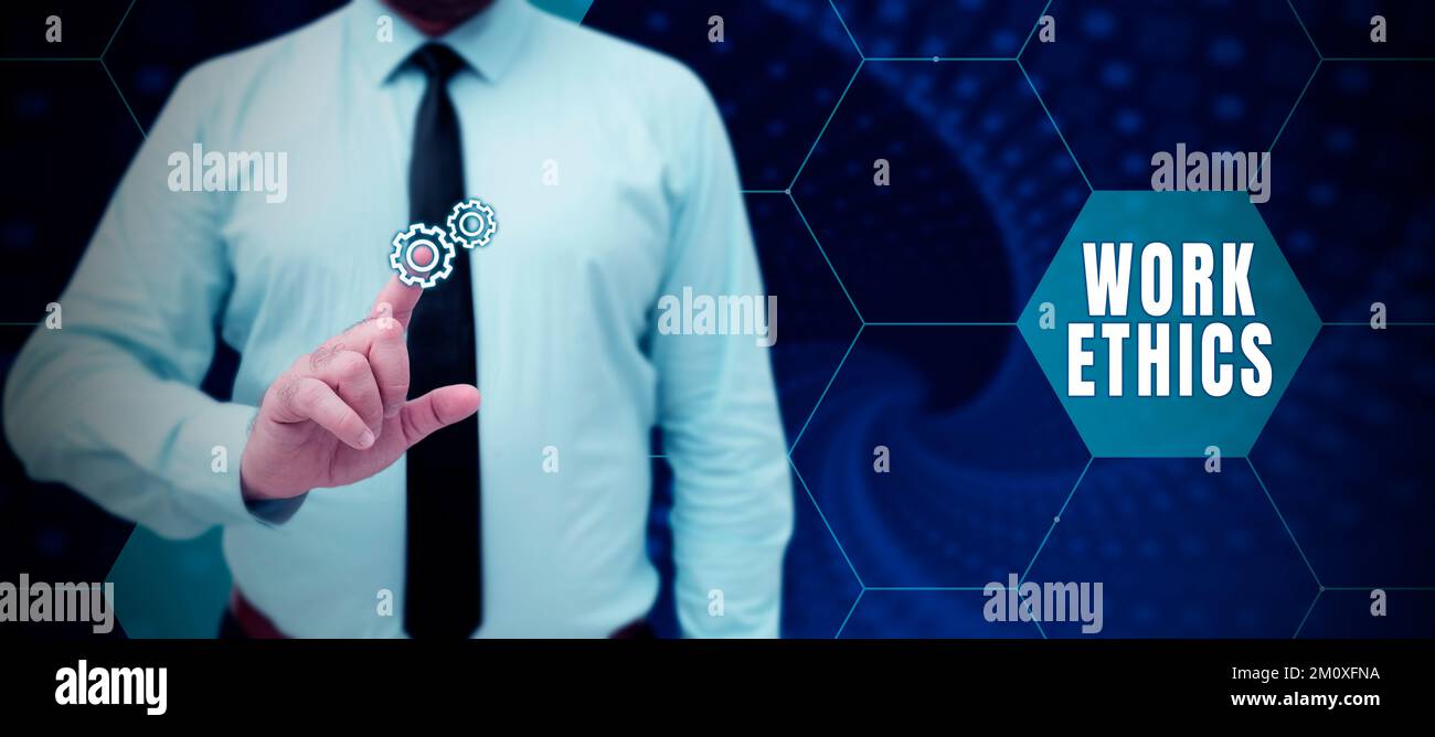 Conceptual display Work Ethics. Business overview A set of values ...