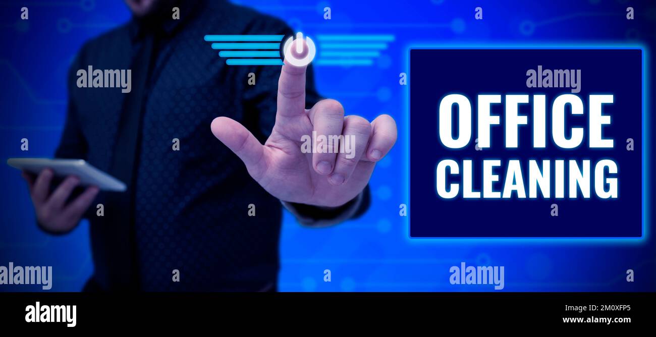 Text caption presenting Office Cleaning. Internet Concept the action or ...