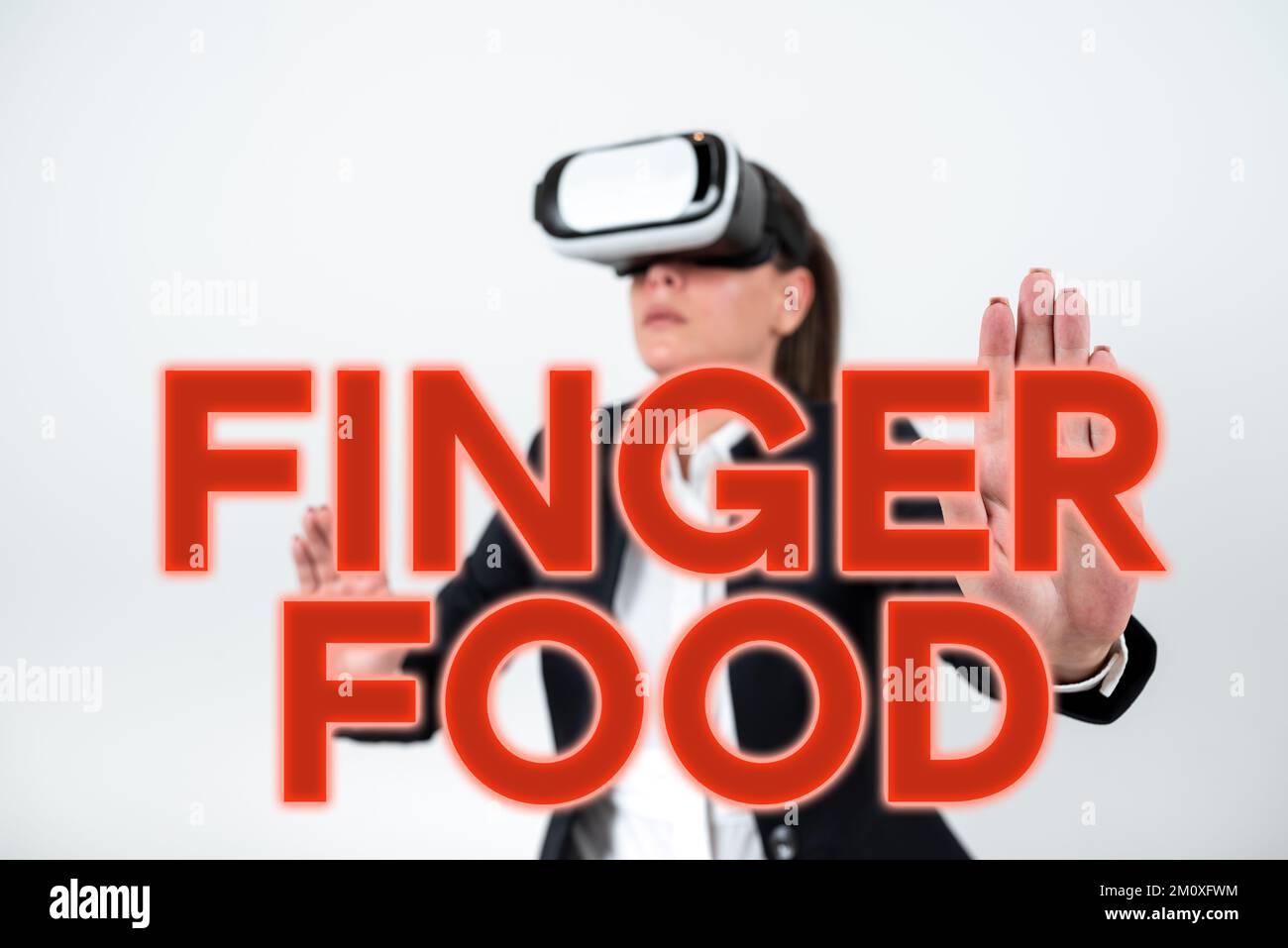 Text caption presenting Finger Food. Concept meaning products and ...