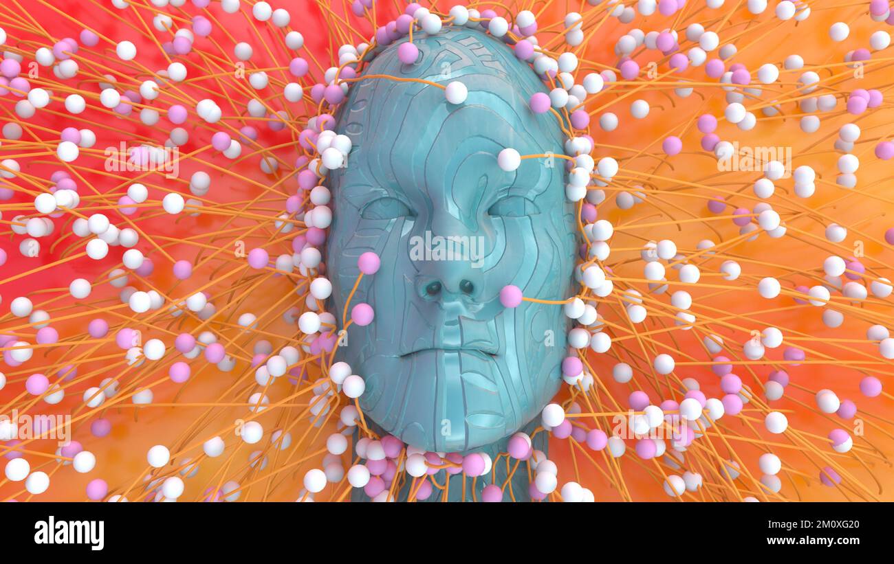 3d render. Head and abstract background Stock Photo - Alamy