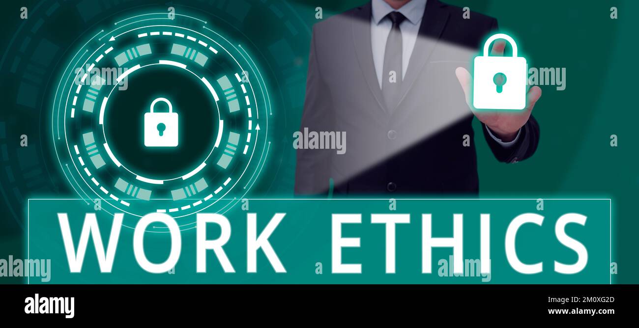Conceptual display Work Ethics. Business idea A set of values centered ...
