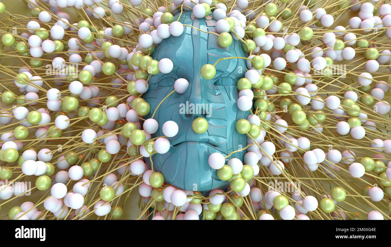 3d render. Head and abstract background Stock Photo - Alamy