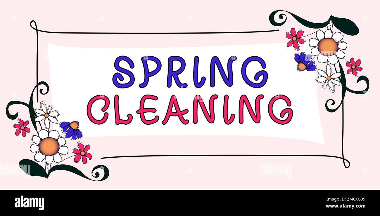 Hand writing sign Spring Cleaning. Word for practice of thoroughly ...