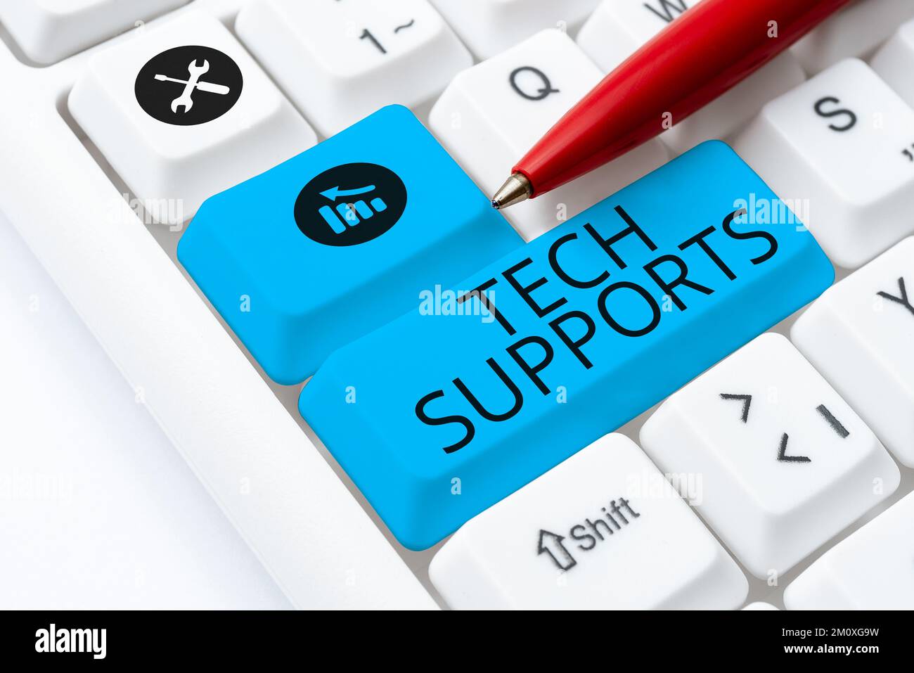 Hand writing sign Tech Supports, Internet Concept Help given by ...