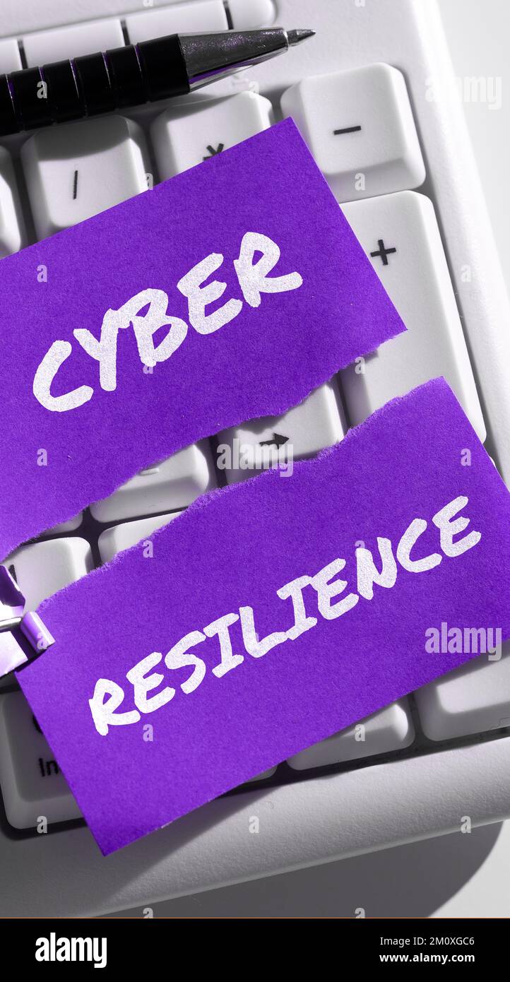 Hand writing sign Cyber Resilience. Business overview measure of how ...