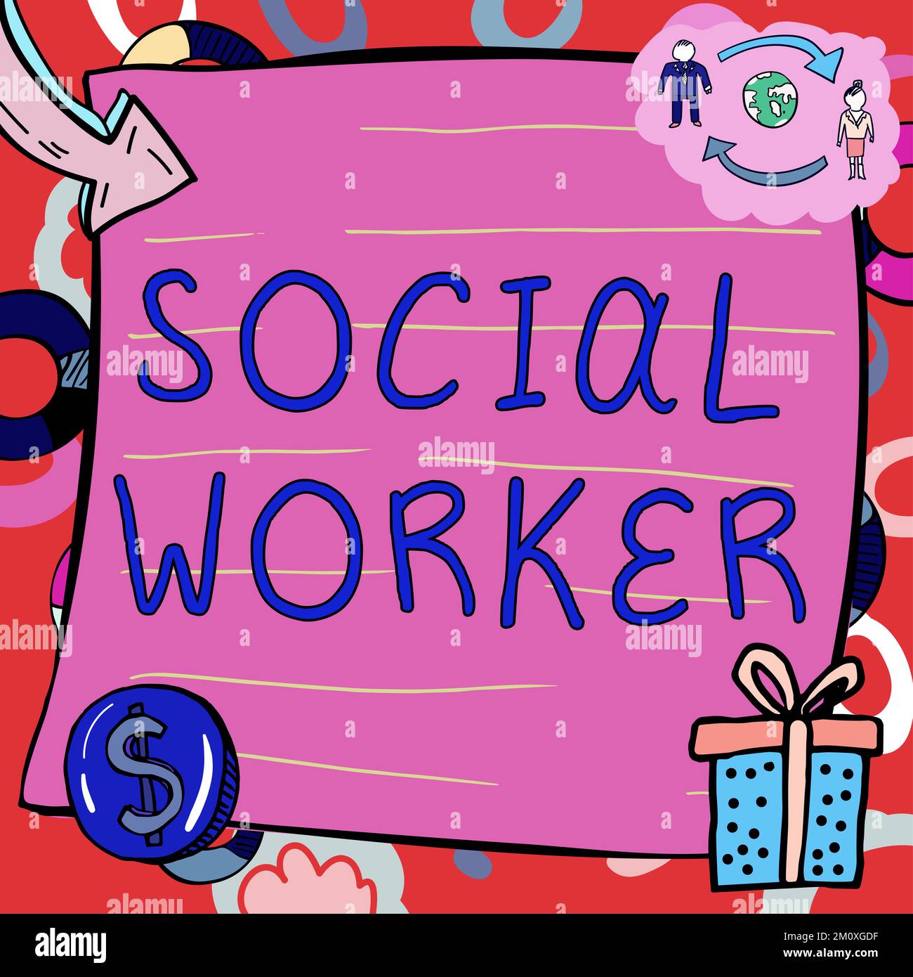 Text sign showing Social Worker. Conceptual photo assistance from state ...