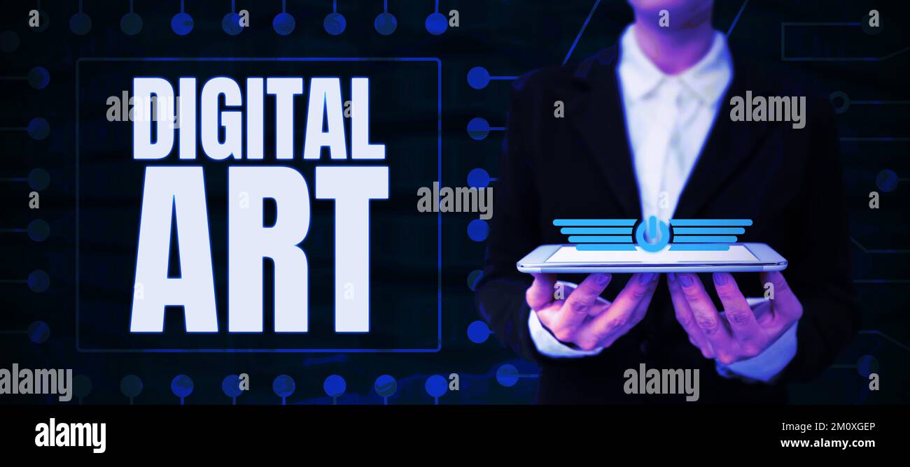 Text caption presenting Digital Art. Business showcase use of skill and ...