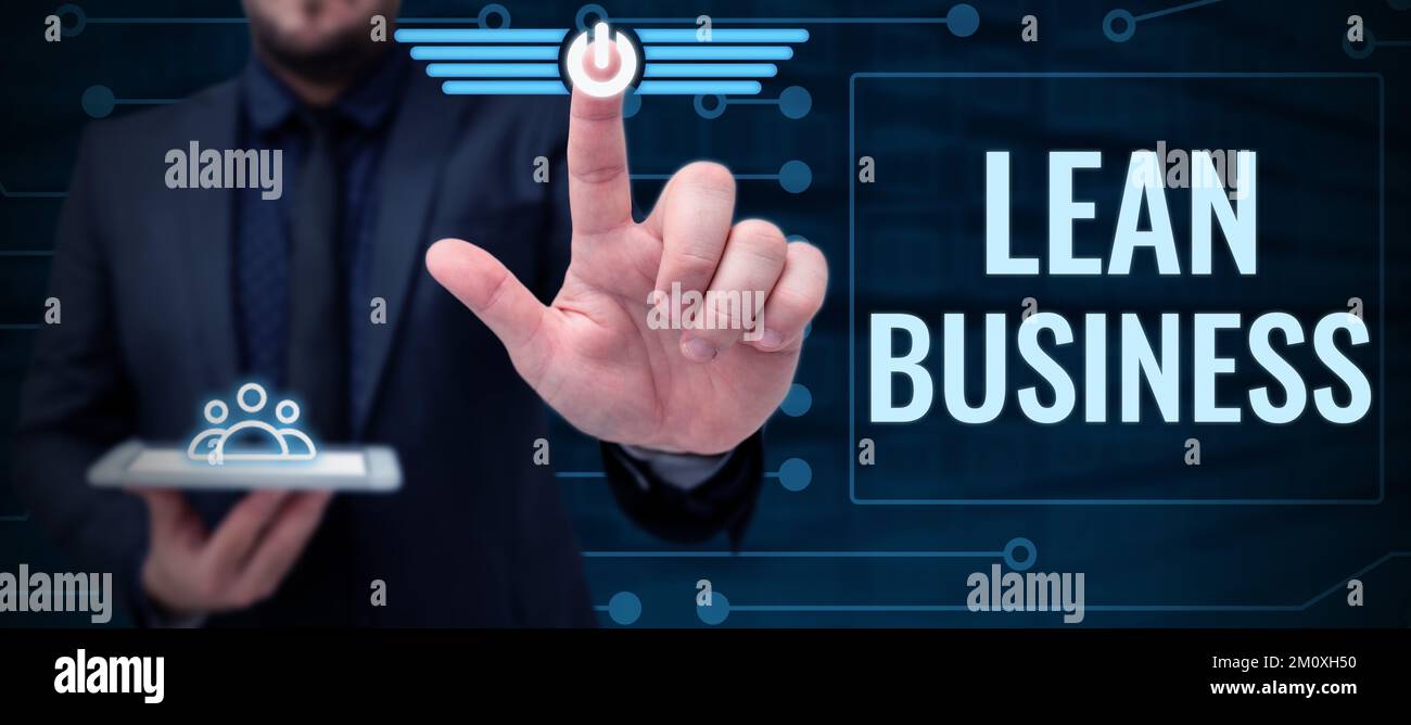 Conceptual display Lean Business. Business showcase improvement of waste minimization without ...