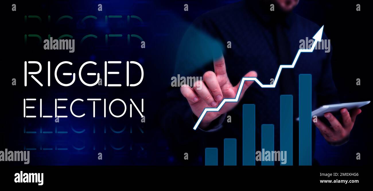 Hand writing sign Rigged Election. Business concept Manage drilling ...