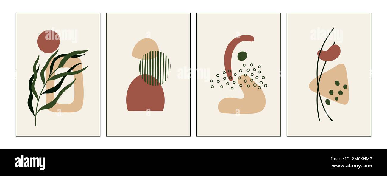 Set of abstract art posters with color compositions. Four cards with ...