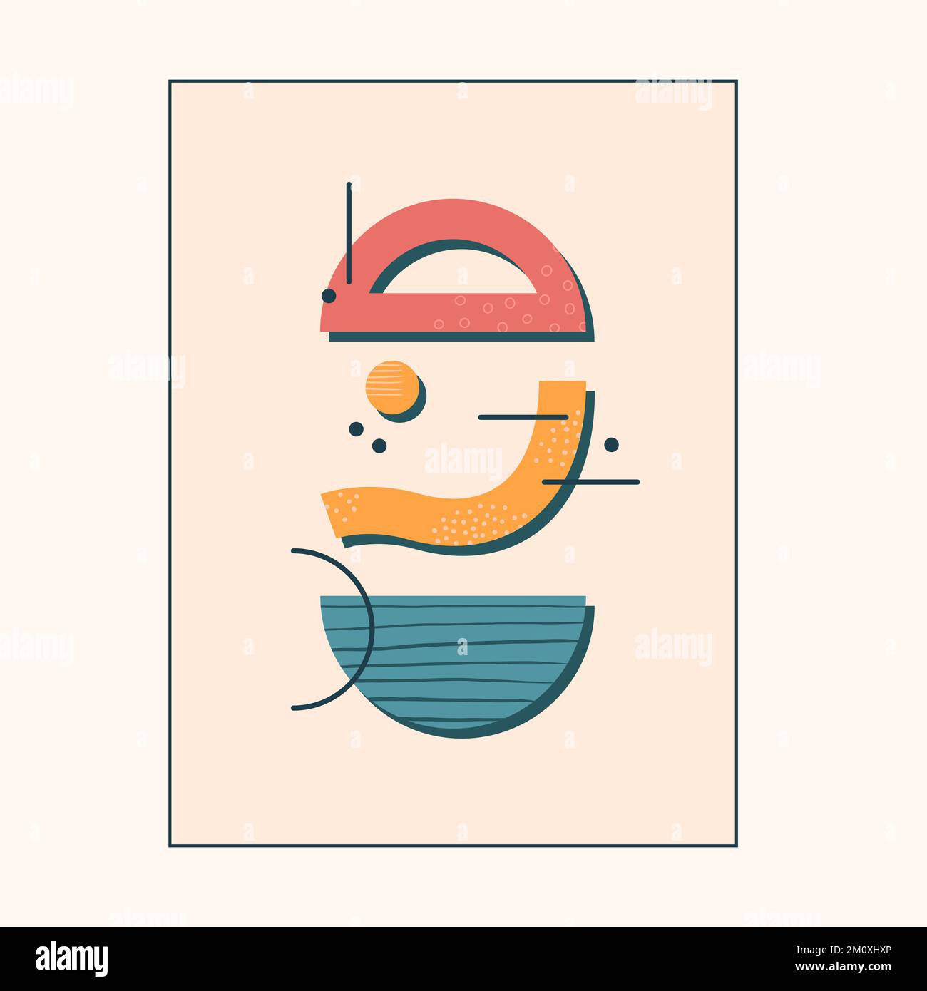 Abstract vector poster with set of simple shapes and different textures ...