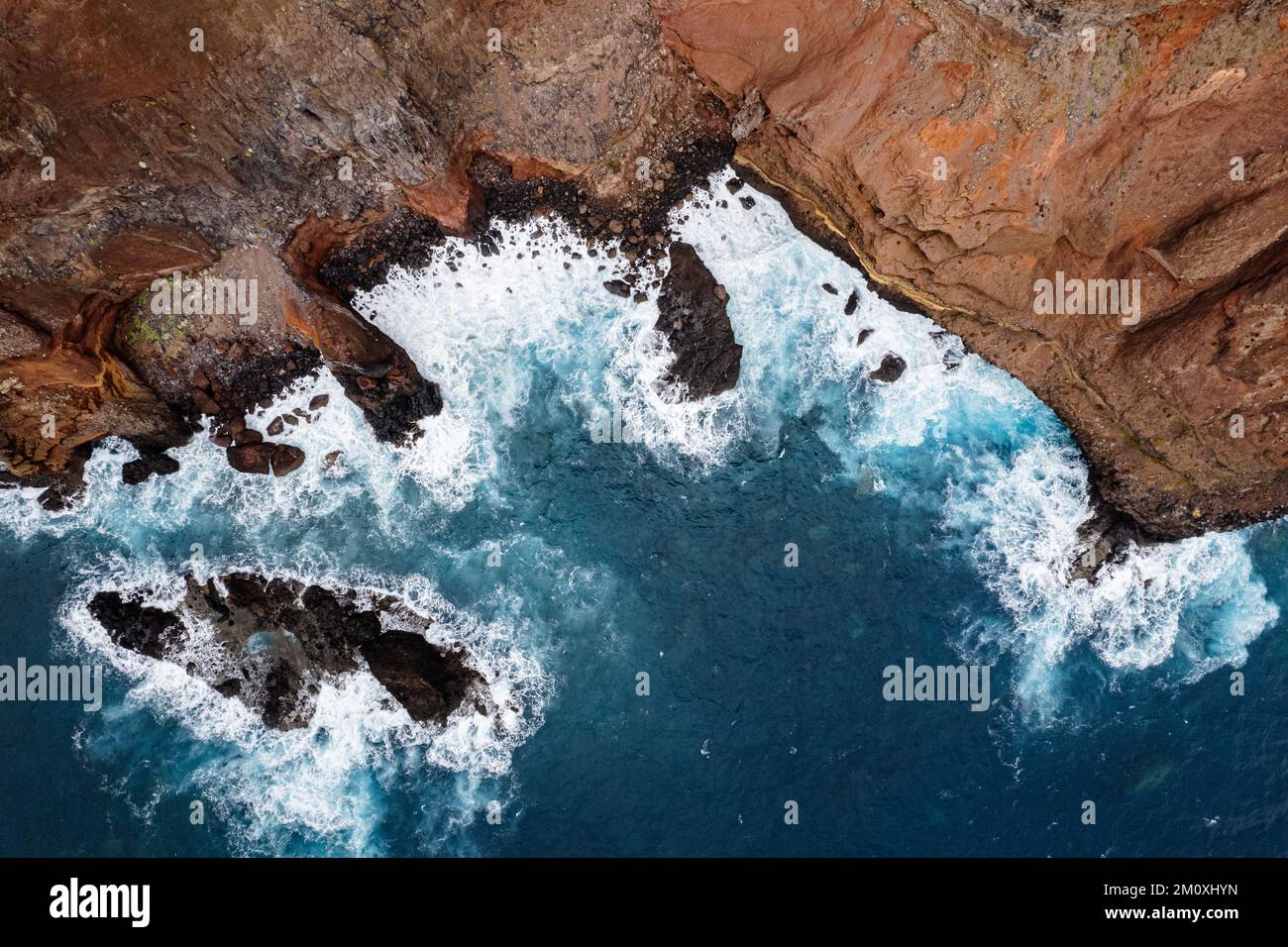 Rocky coastal peninsula Ponta de Sao Lourenco in Madeira island ...