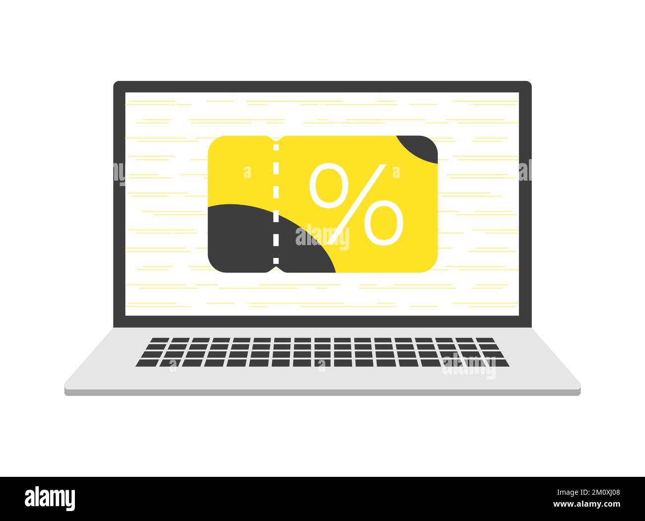 Digital voucher on laptop screen. Concept illustration flat design ...