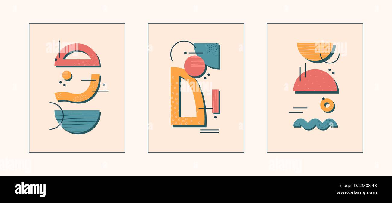 Set of three vector abstract posters with textures. Pictures for home ...