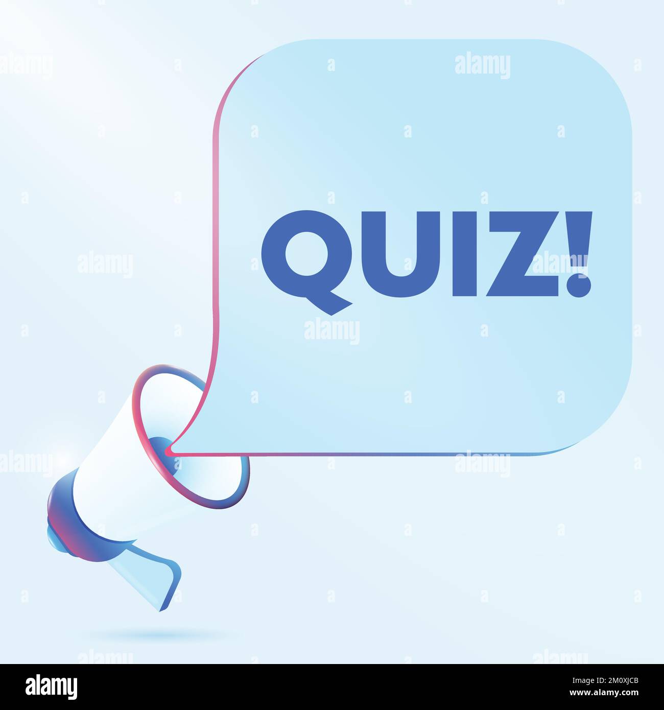 Quiz text with 3d realistic megaphone vector illustration. Banner ...
