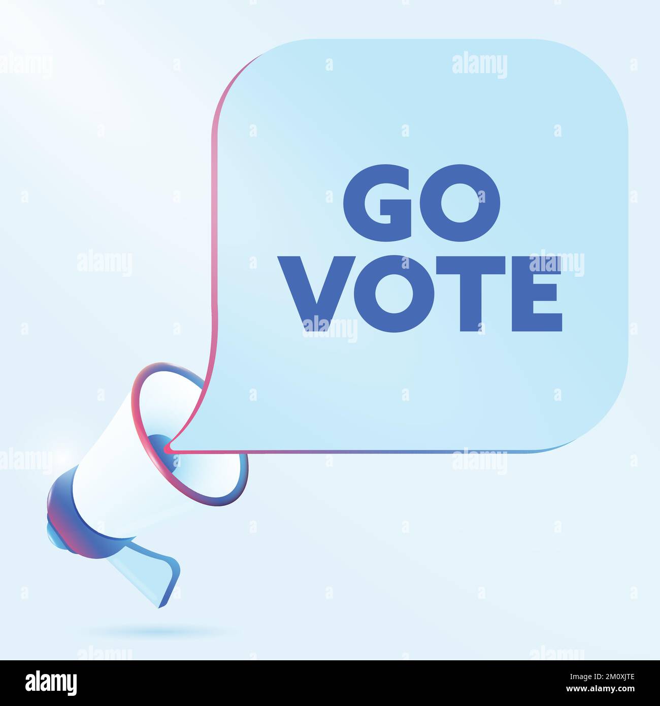 Go vote text with 3d realistic megaphone vector illustration. Banner ...