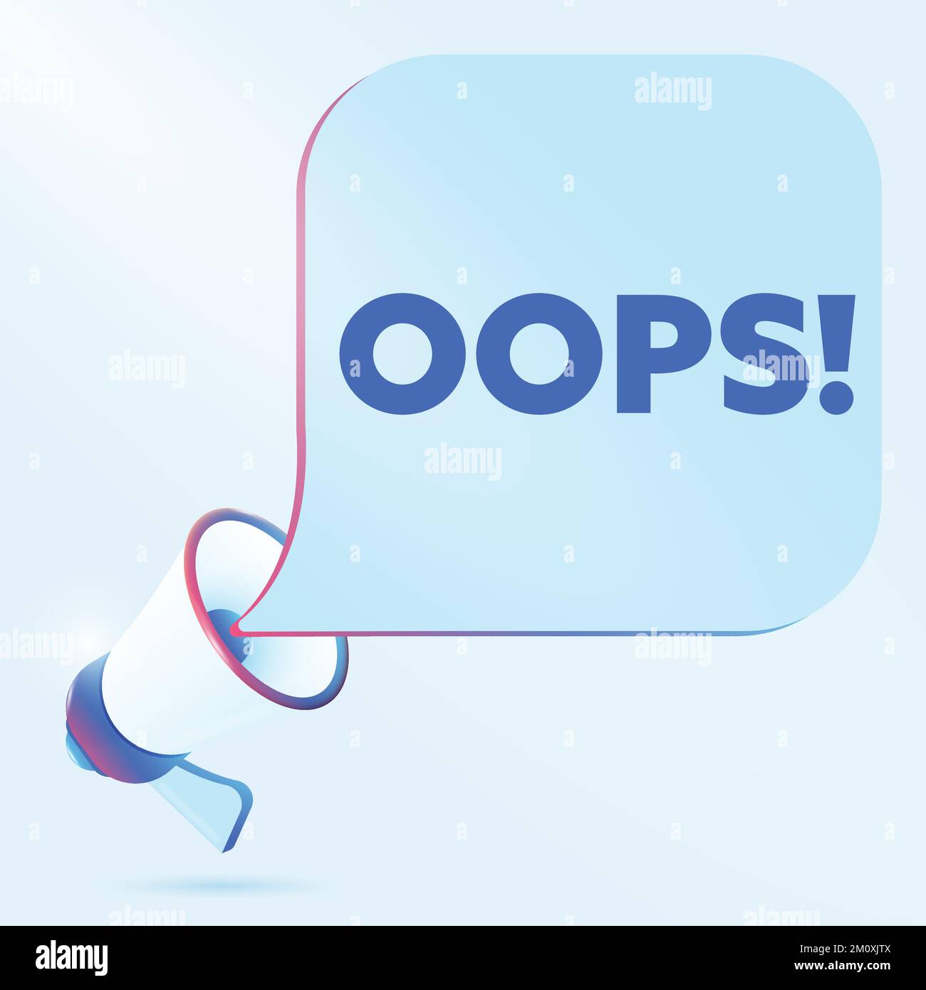 Oops text with 3d realistic megaphone vector illustration. Banner ...