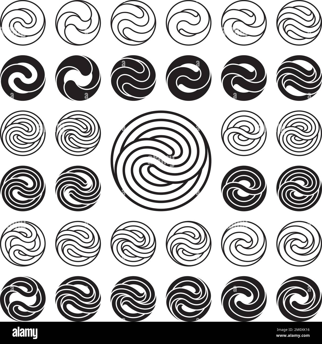 Logo Template. Set of Wavy Circle Logo Templates. Vector Illustration ...