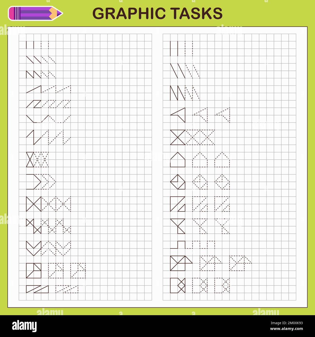Graphic tasks by cells. Educational games for kids Stock Vector Image ...