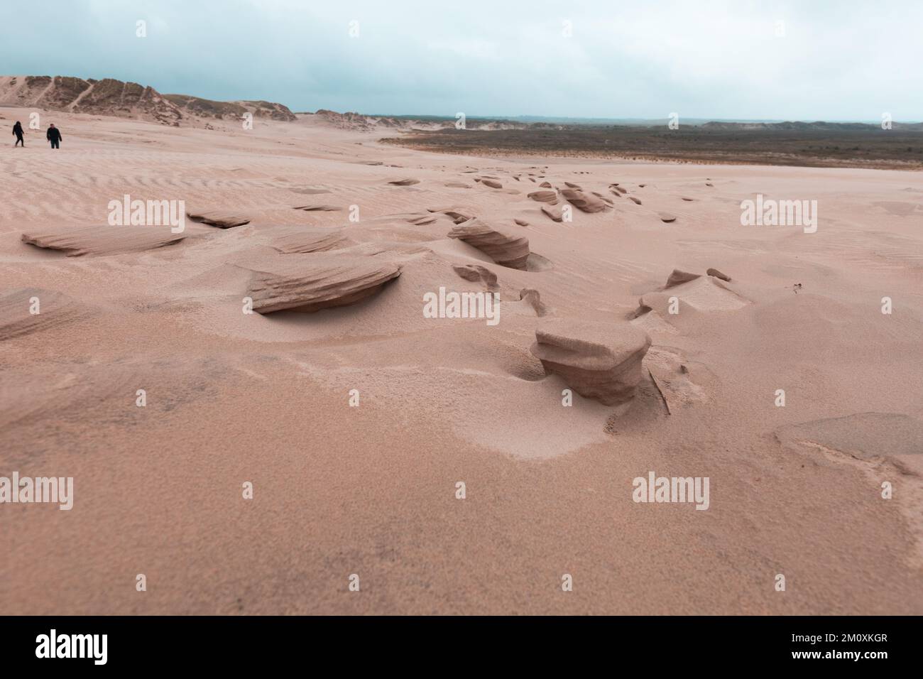 A beautiful scene of Rabjerg Mile coastal dune in Skagen, Denmark with ...