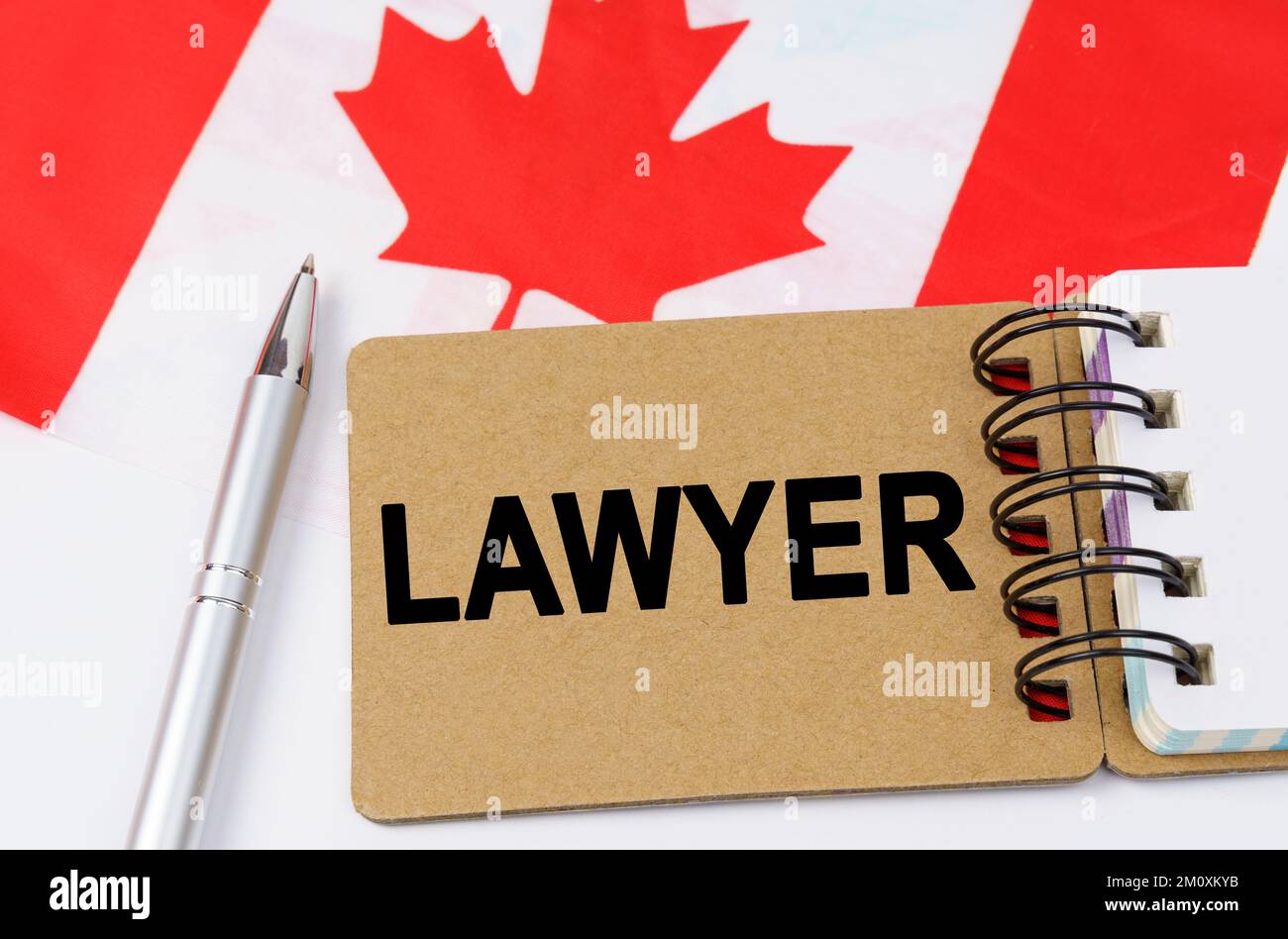 Law and justice concept. Against the background of the flag of Canada ...