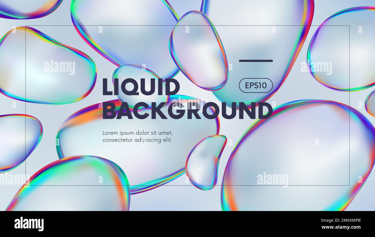 Abstract liquid background with iridescent holographic gradient ...