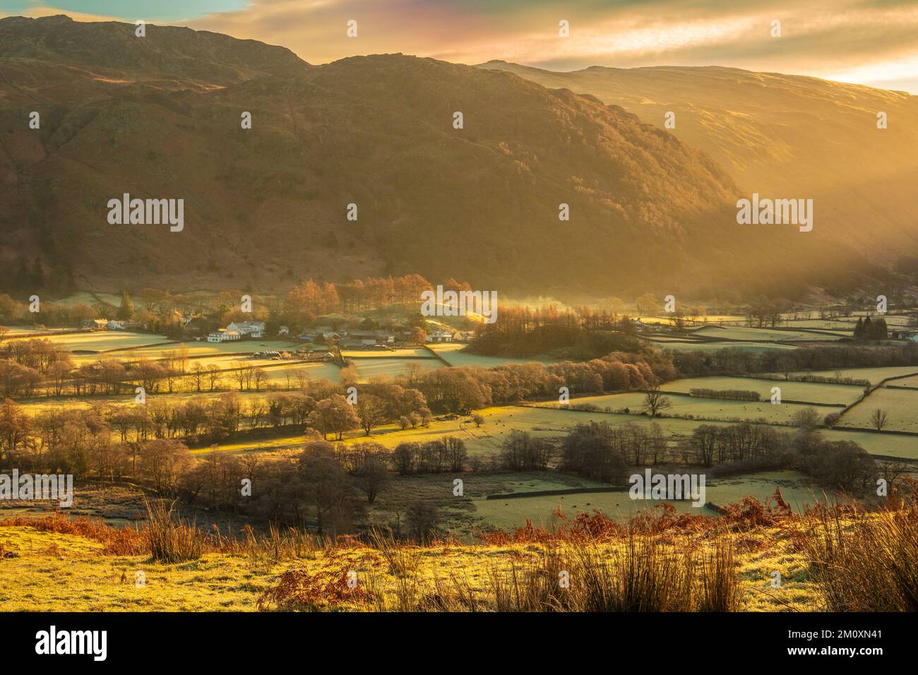 Rosthwaite in the Borrowdale valley in winter, Lake District National ...