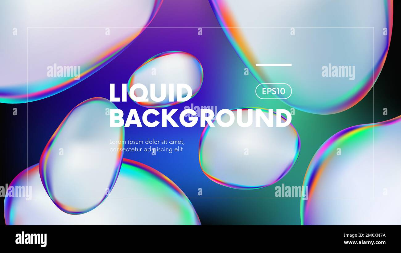 Holographic background with iridescent 3d fluid gradient colorful round ...