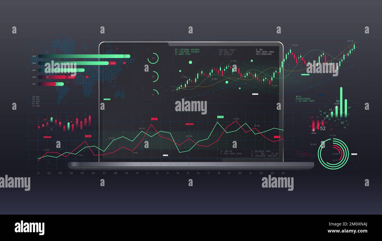 Visualization of financial graph of financial market analytics on the ...