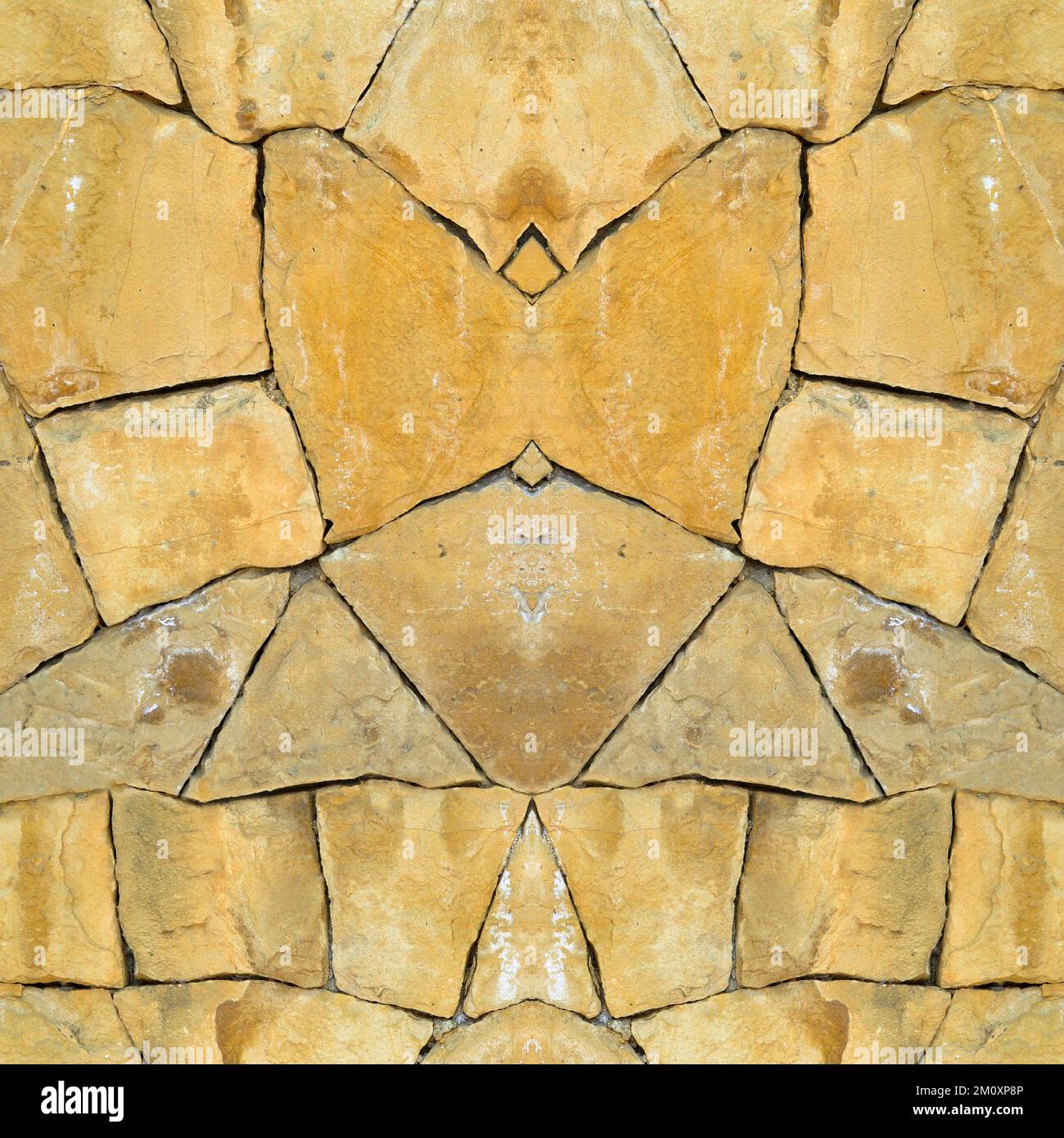 Sturdy yellow and beige cut stone wall, good for backgrounds, seamless ...
