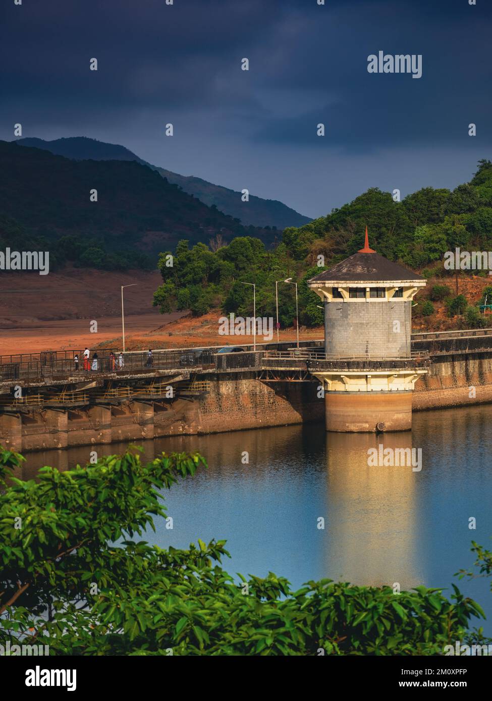 A beautiful closeup of a reservoir building in Lavasa city, Maharashtra ...
