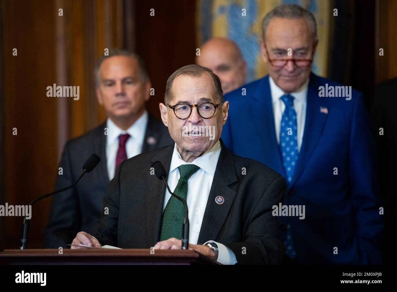 Representative Jerry Nadler (D-N.Y.) speaks during a bill enrollment ...