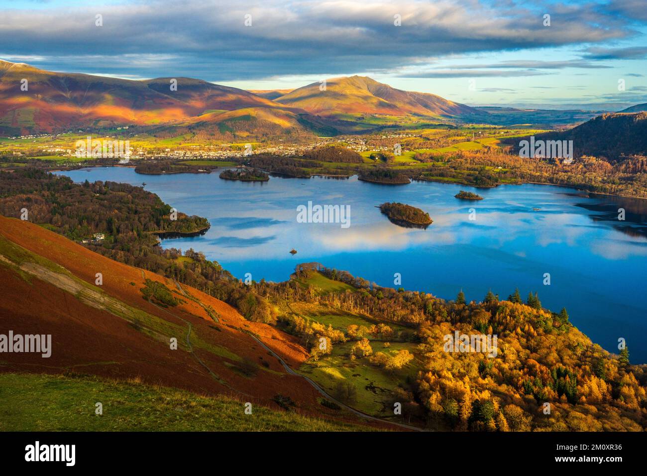 View from Maiden Moor across Derwent Water in the Lake District ...