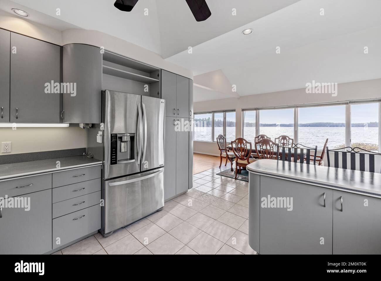 A comfortable and modern kitchen in grey colors Stock Photo - Alamy